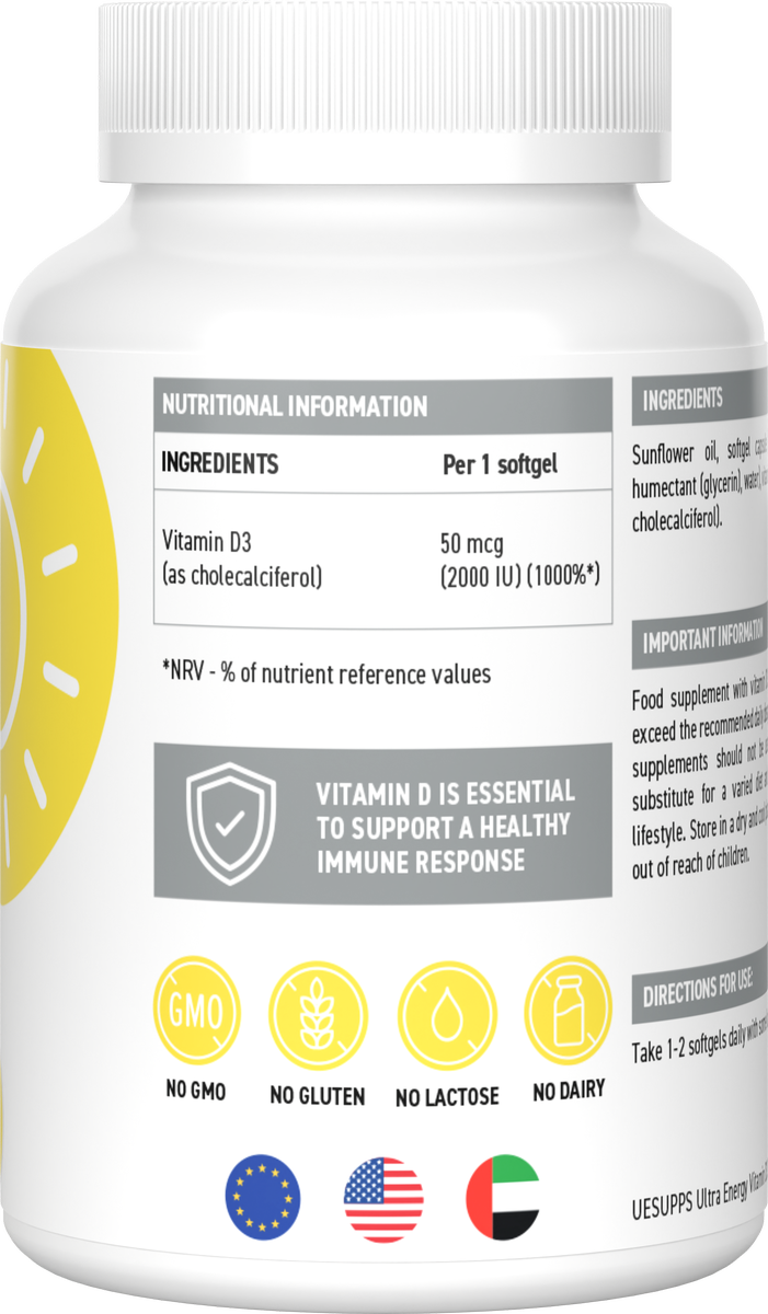 Купить витамин Д3 2000 МЕ (Vitamin D3 2000 IU) от бренда UltraSupps ...